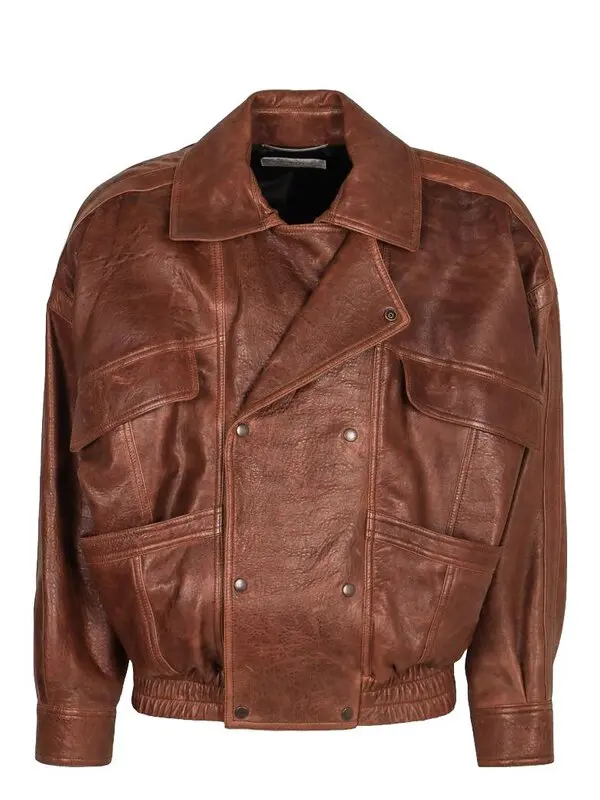 Saint Laurent Lambskin Bomber Jacket - Brown