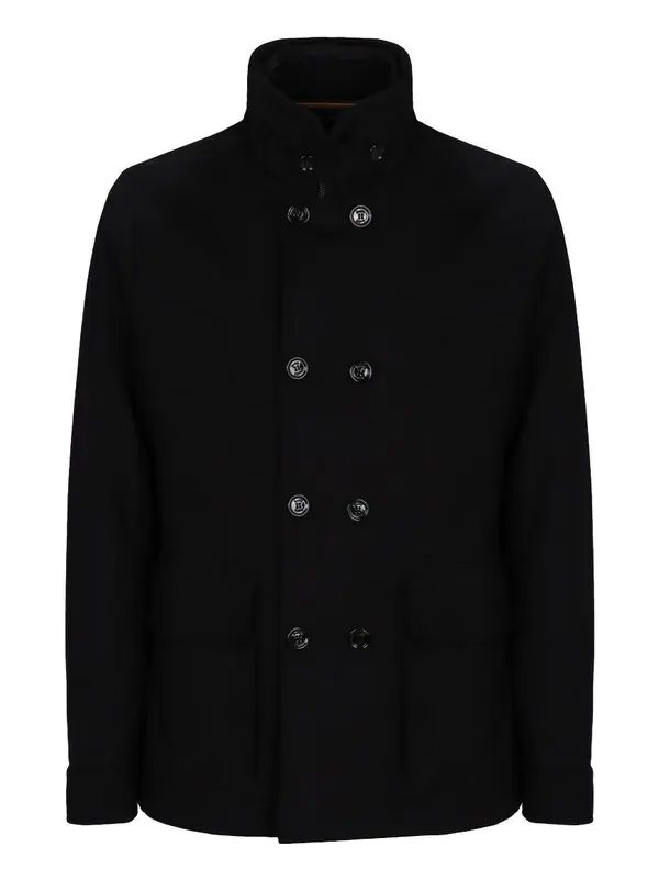 MOORER Bas Double-breasted Coat - Black