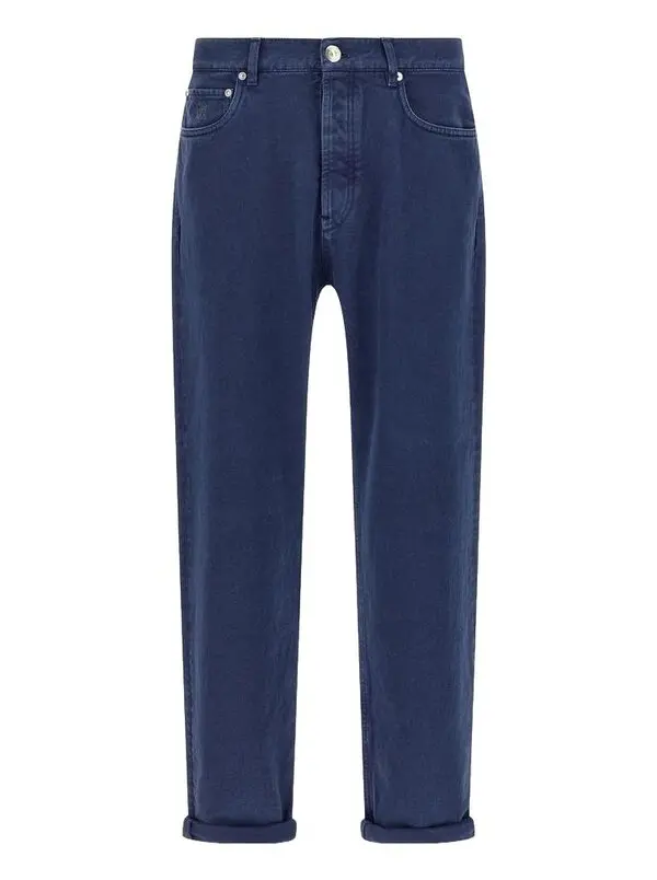 Brunello Cucinelli Garment-dyed Straight Leg Jeans - Blue