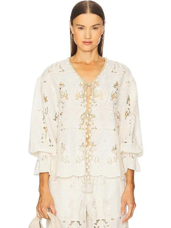 REVOLVE X JJ Embroidered Top - Beige
