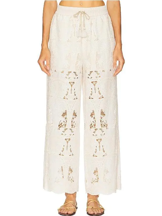 REVOLVE X JJ Embroidered Pant - Beige