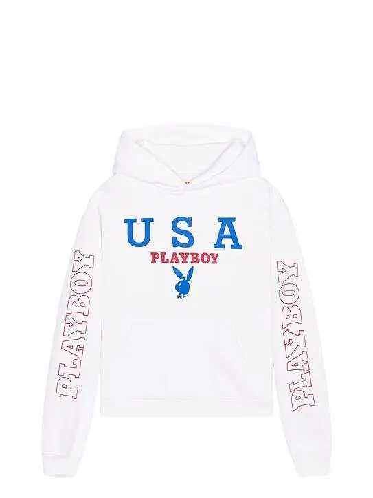 PLAYBOY Usa Fleece Hoodie - White