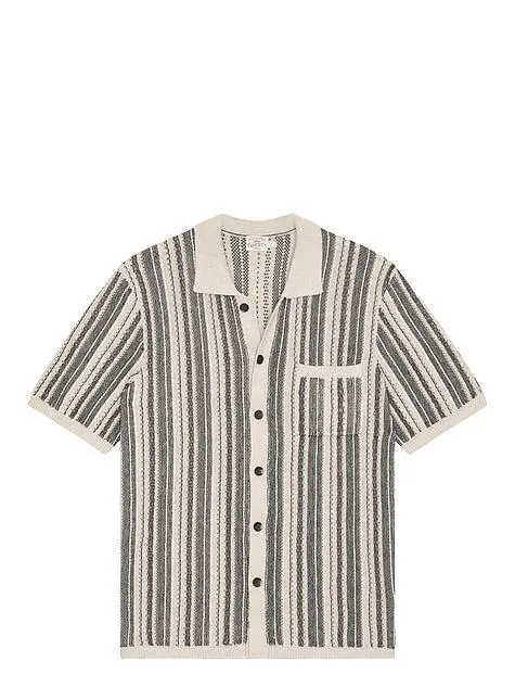 Faherty Brand Sweater Shirt In Brown - Iron Mountain Stripe