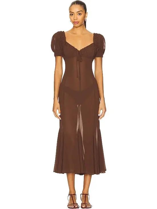 Lpa Davina Midi Dress - Chocolate Brown