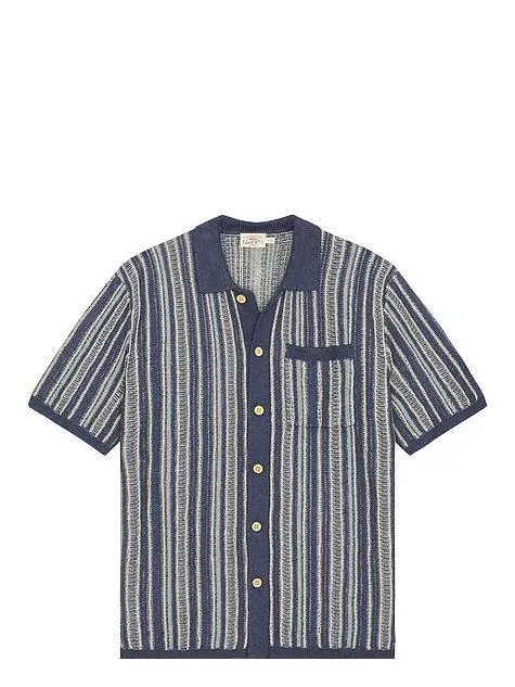 Faherty Brand Sweater Shirt In Blue - River Cliffs Stripe