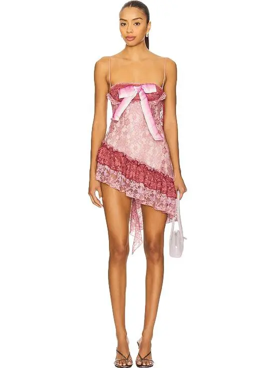 KIM SHUI Lace Mini Dress - Pink