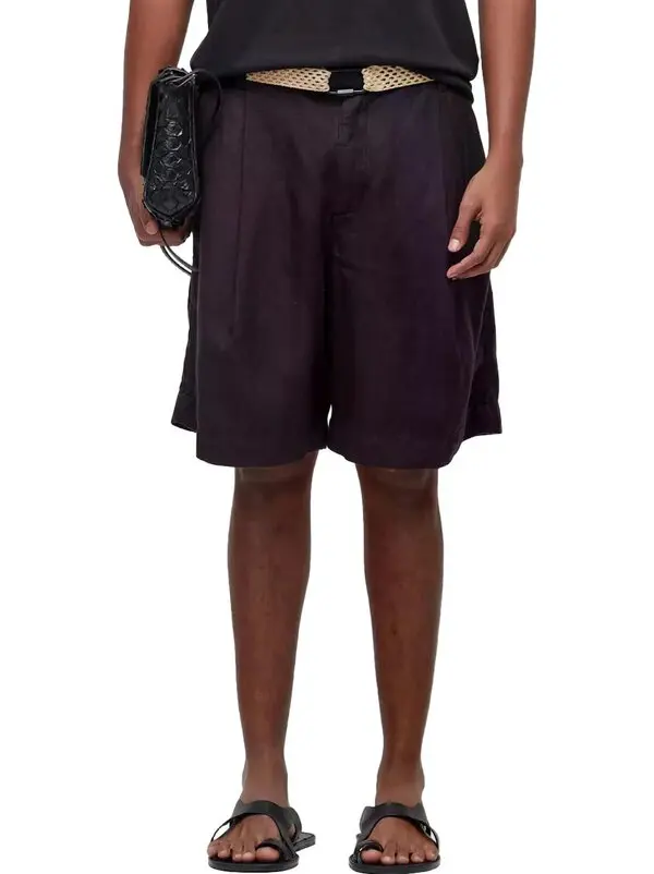 OSKLEN Pleated Linen Shorts - Black