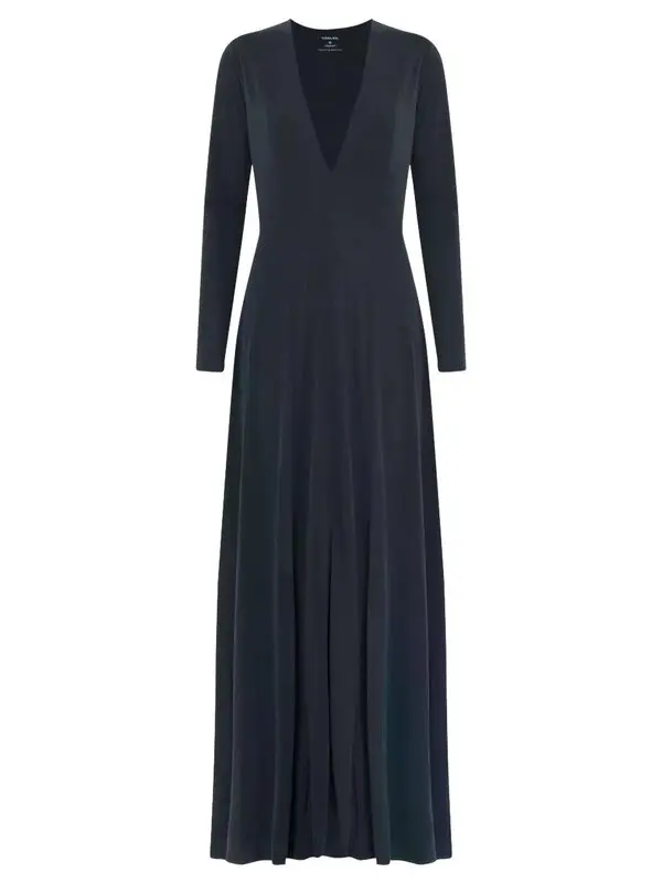 OSKLEN Long-sleeve Plunge-neck Floor-length Dress - Black