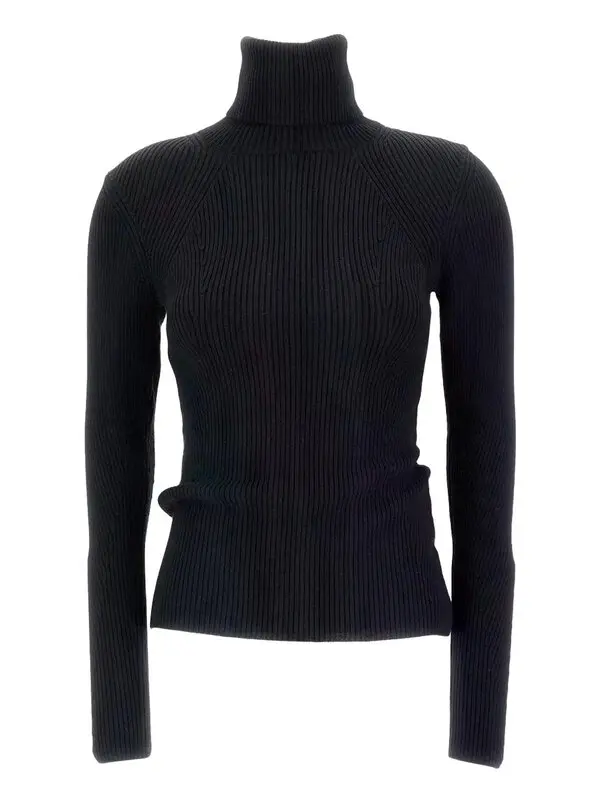 Junya Watanabe Turtleneck Ribbed Knit Sweater - Black