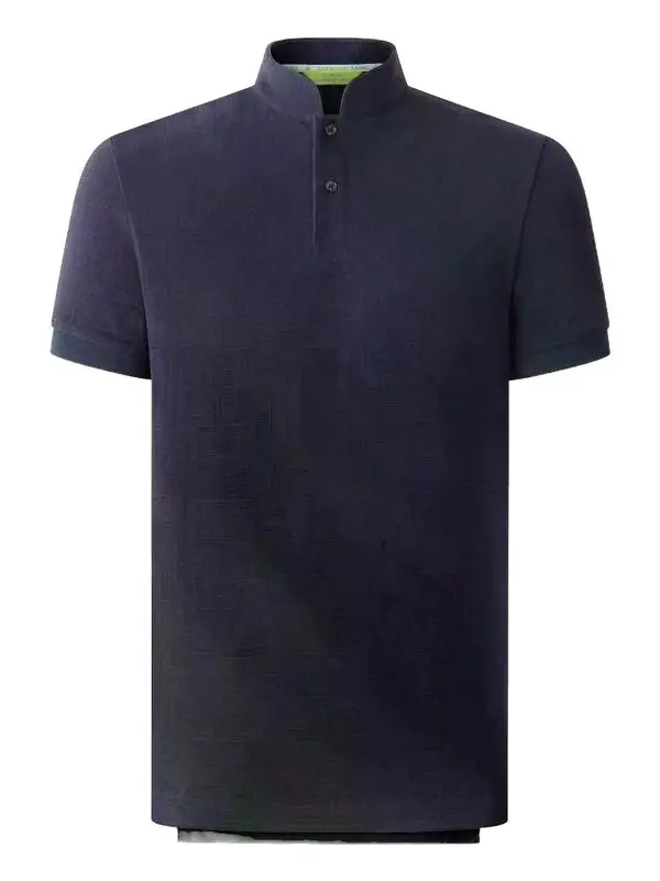 Shanghai Tang Mandarin-collar Cotton Polo Shirt - Blue