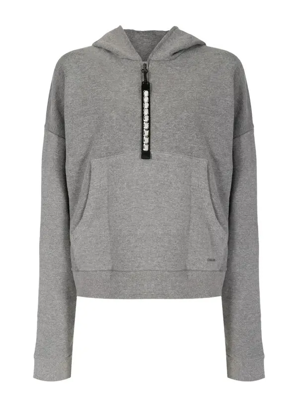 OSKLEN Crystal-embellished Half-zip Hoodie - Grey