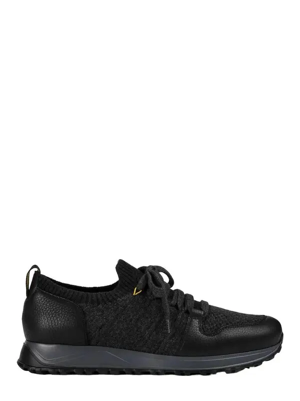 DOUCAL'S Wool-panelled Leather Sneakers - Black