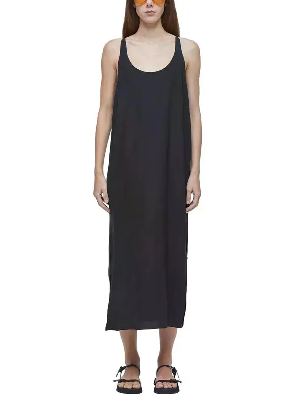 OSKLEN Longui Silk Maxi Slip Dress - Black