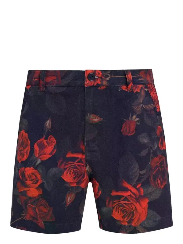 OSKLEN Floral-print Tailored Shorts - Black