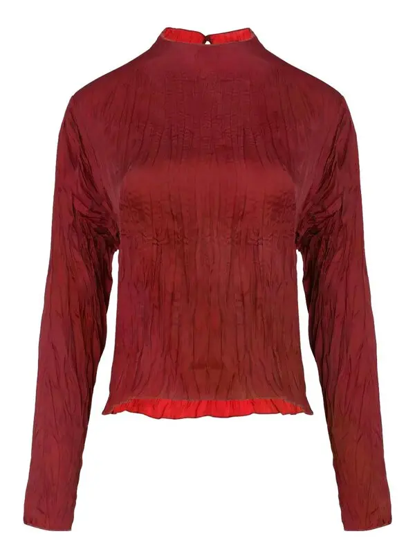 OSKLEN Crinkled Long-sleeve Top - Red
