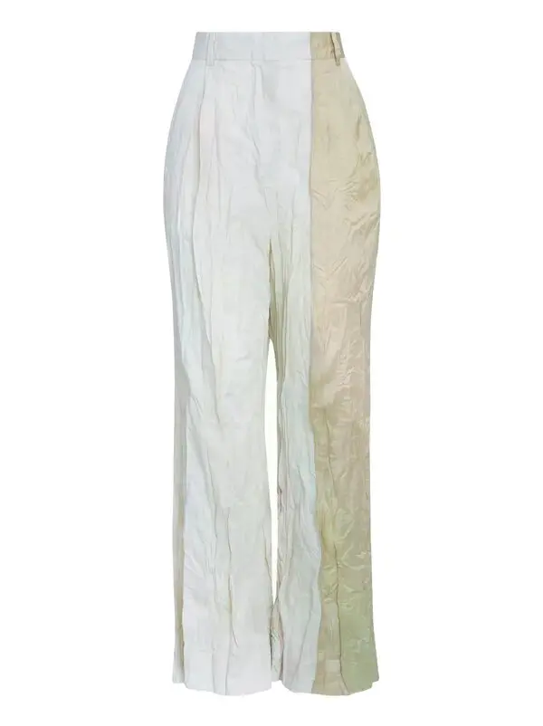 OSKLEN Crinkled Straight Leg Trousers - Neutrals