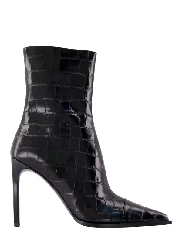 Amiri Crocodile-effect Pointed-toe Boots - Black