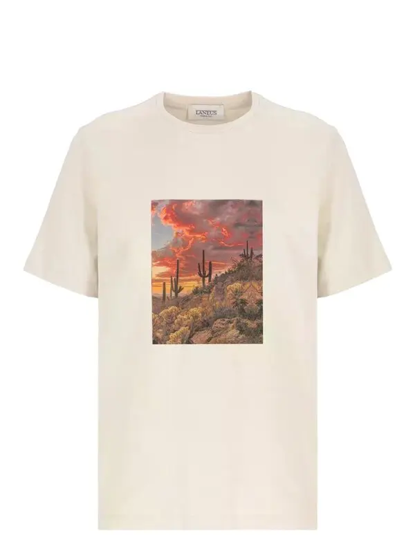 LANEUS Graphic-print T-shirt - Neutrals