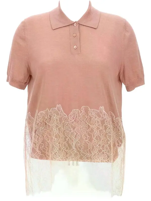 Fendi Lace-insert Polo Top - Pink
