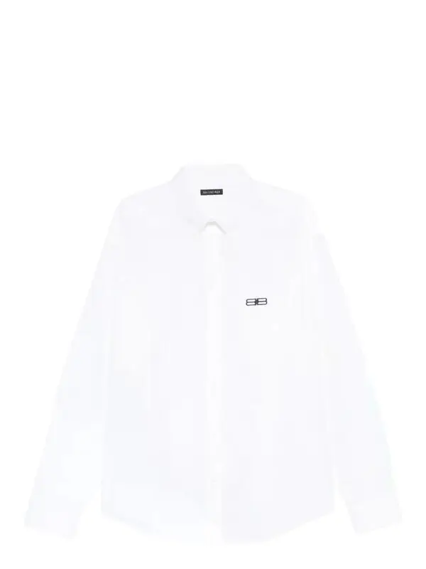 Balenciaga Logo-embroidered Long-sleeve Shirt - White