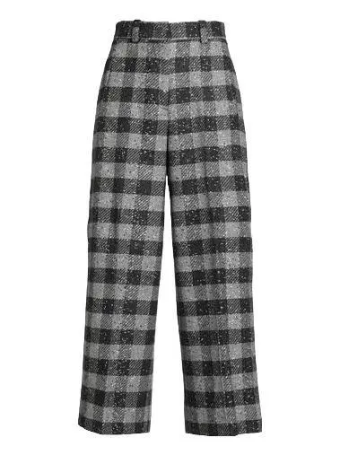 PT TORINO Wide-leg Checked Tweed Pants - Black