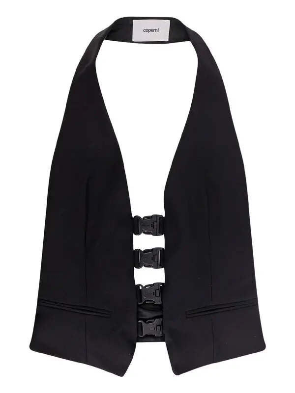 Coperni Buckle Detailed Satin Vest - Black