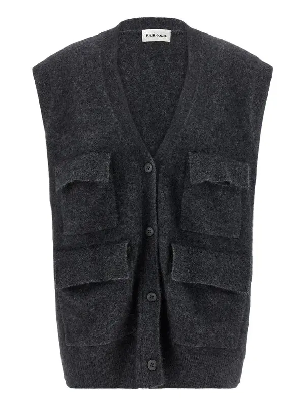 P.a.r.o.s.h Lacoon Raccoon Wool Vest - Gray