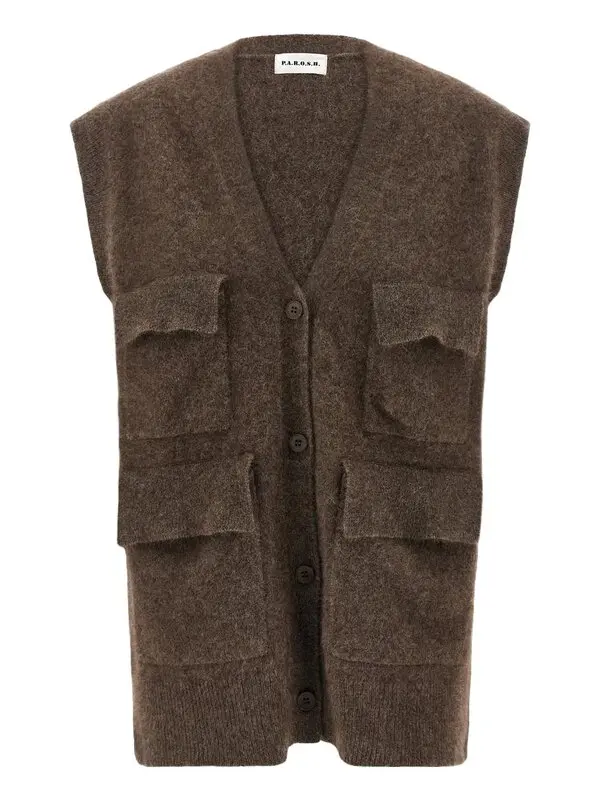 P.a.r.o.s.h Lacoon Raccoon Wool Vest - Brown