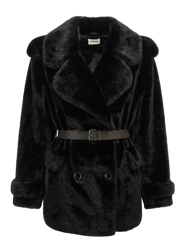 P.a.r.o.s.h Faux Fur Double-breasted Coat - Brown