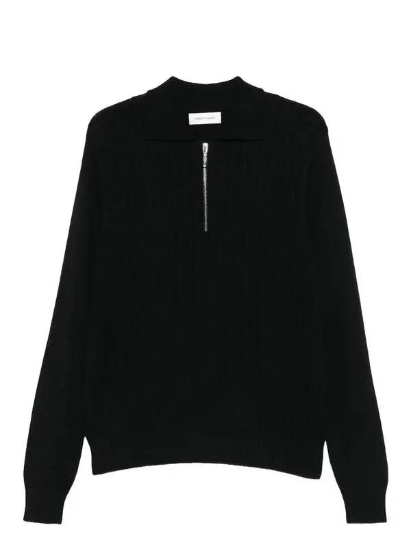 ERNEST W. BAKER Cable Knit Polo Shirt - Black