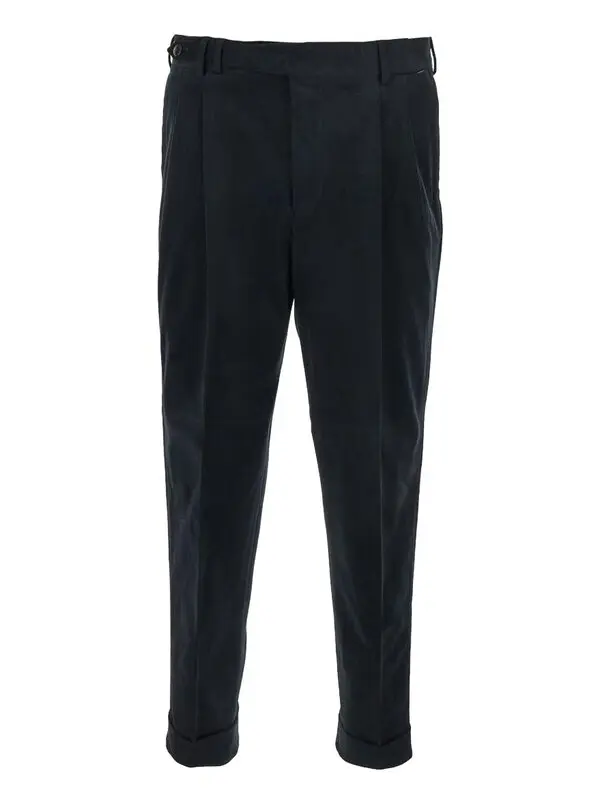 PT TORINO Patns Pleated Slim Fit Trousers - Black