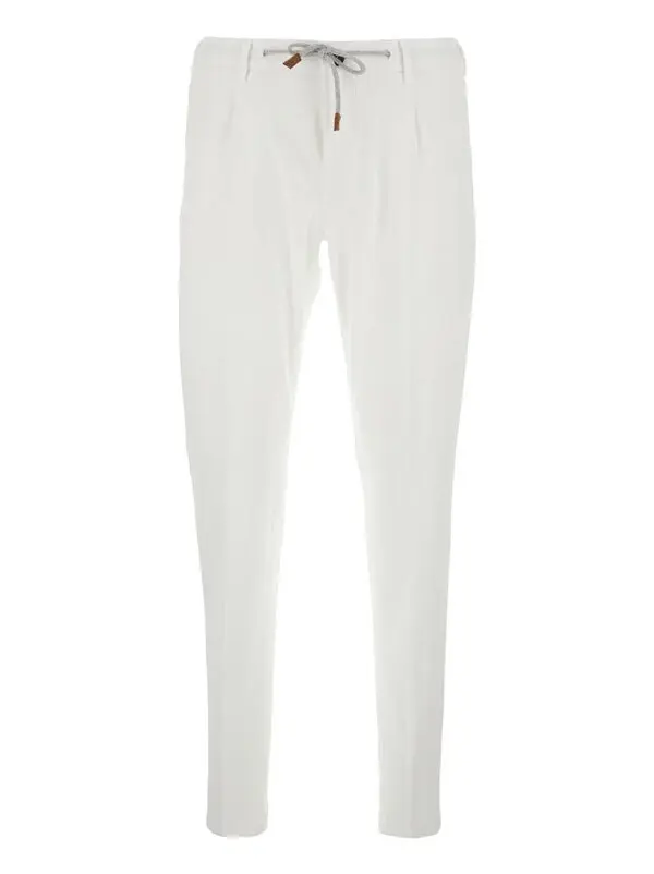 Eleventy Tapered Cotton Blend Stretch Pants - White