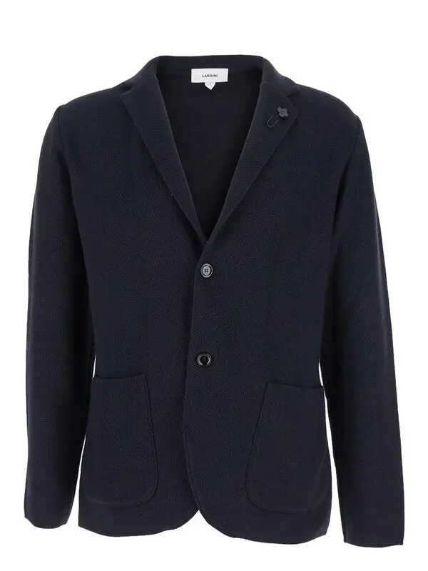 LARDINI Cotton Jacket With Classic Lapels - Blue