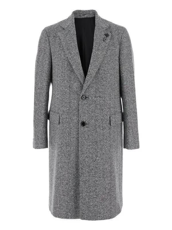 LARDINI Wool Single-breasted Coat With Classic Lapels - Grey