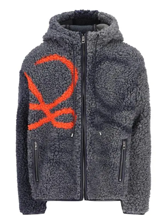 Loewe Wool-blend Hooded Jacket - Navy/orange