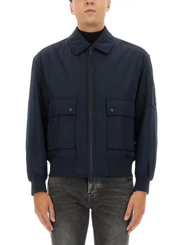BOSS Bomber Jacket With Removable Lining - Blue