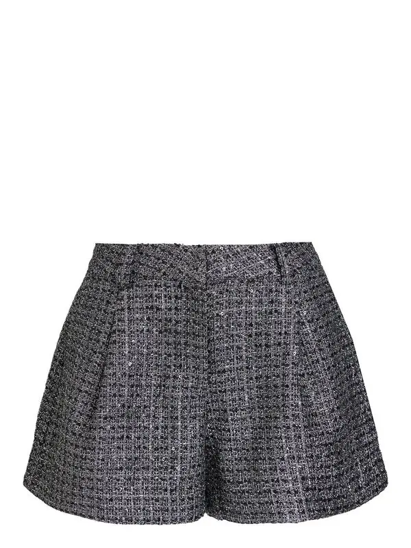Maje Sequin-embellished Metallic Tweed Shorts - Black