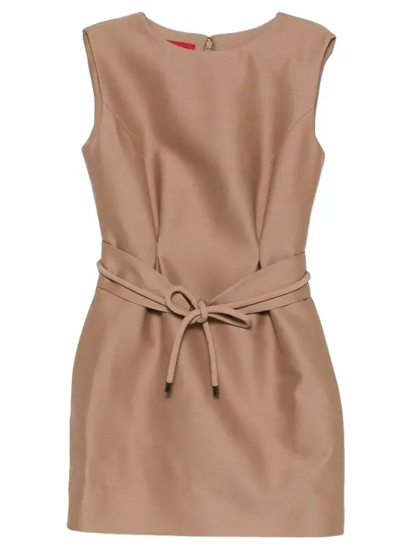 CURIEL Sleeveless Belted Dress - Brown