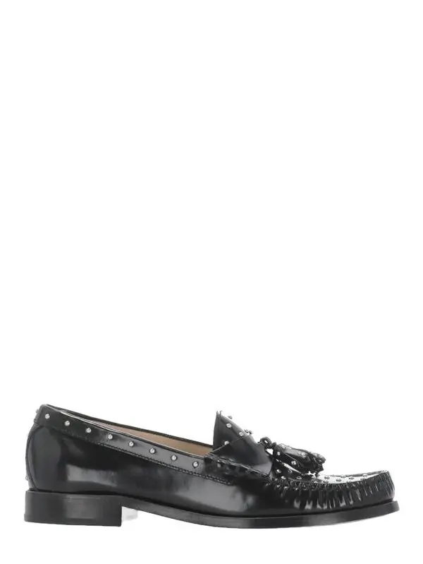 STUART WEITZMAN Leather Studded Tassel Loafers - Black