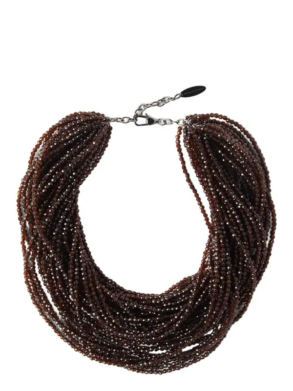 Brunello Cucinelli Glass And Silver Choker - Brown