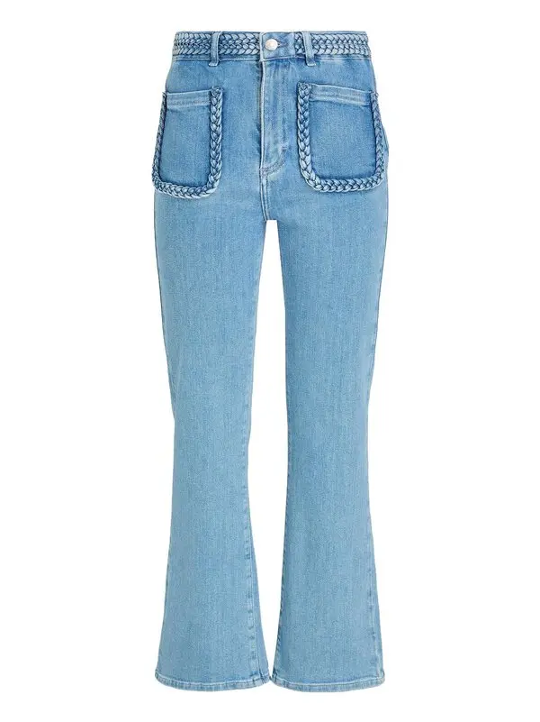 Maje Braided High-rise Bootcut Jeans - Light Denim