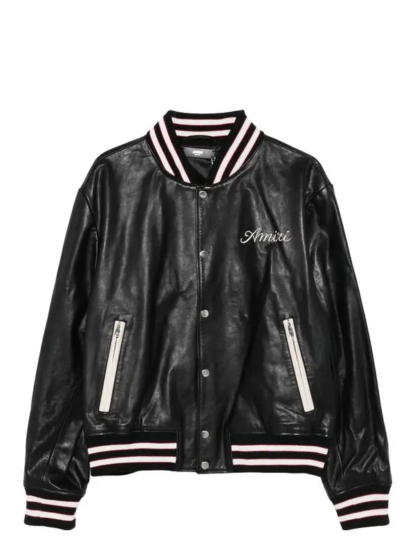 Amiri Ribbed Leather Jacket - Black