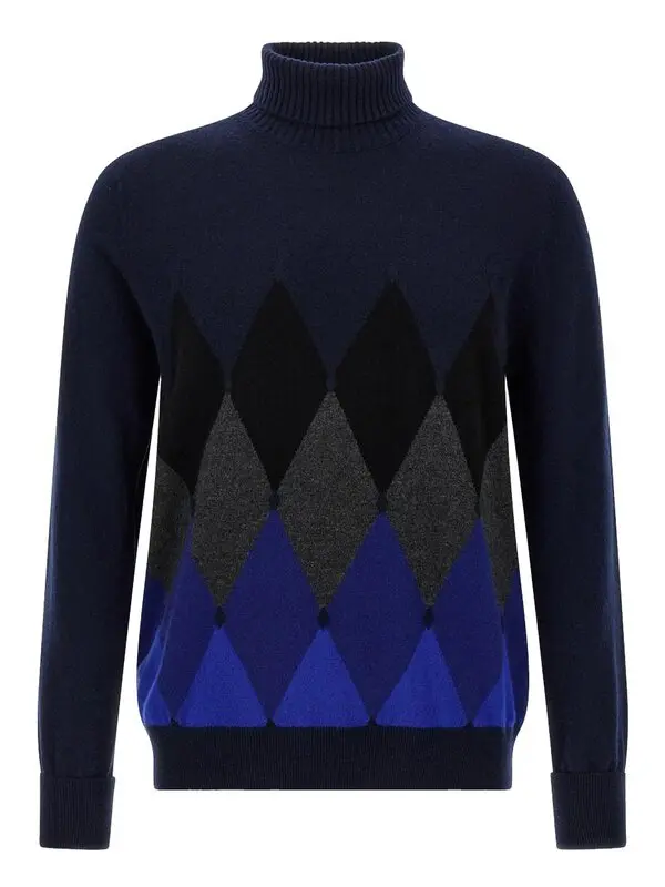 BALLANTYNE Argyle Turtleneck - Blue