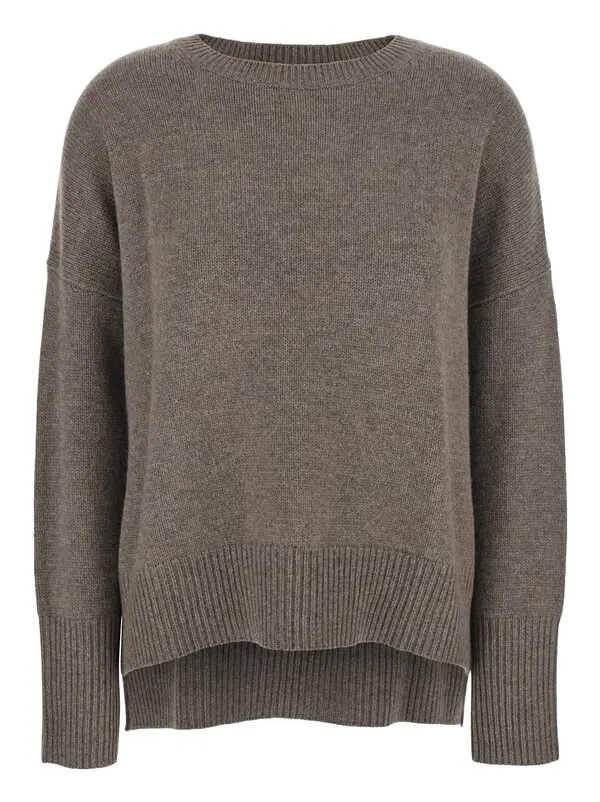 LISA YANG Mila Cashmere Sweater With Ribbed Trim - Grey