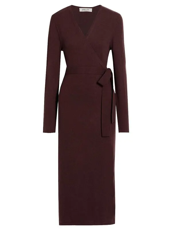 Diane Von Furstenberg Astrid Wool And Cashmere-blend Midi Wrap Dress - Dark Brown