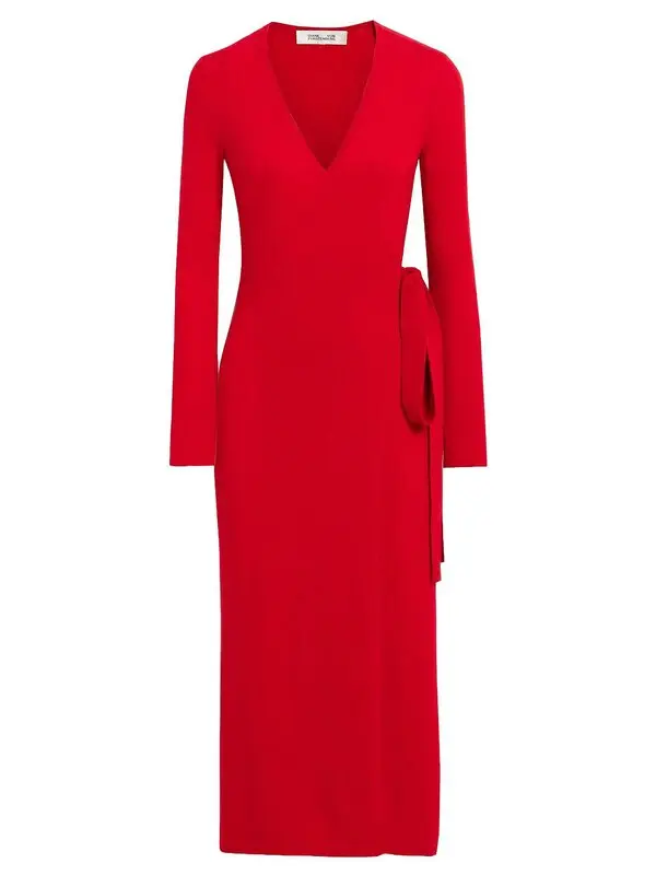Diane Von Furstenberg Astrid Wool And Cashmere-blend Midi Wrap Dress - Red
