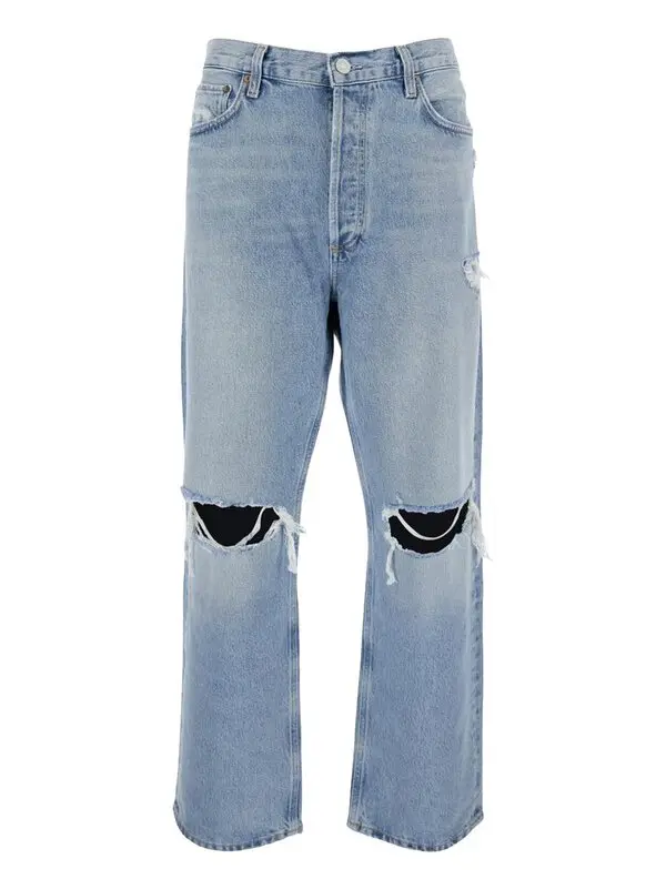 AGOLDE Denim Jeans With Ripped Details - Blue