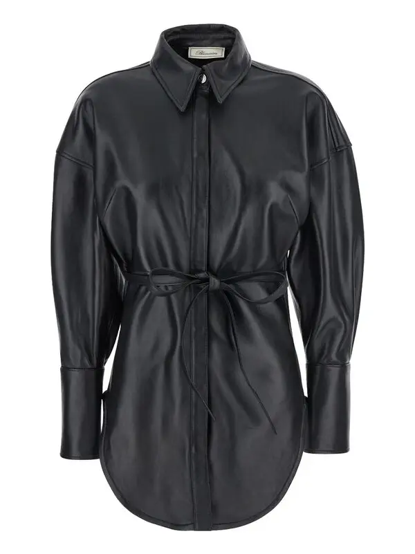 Blumarine Shirt With Leather Waistband - Black