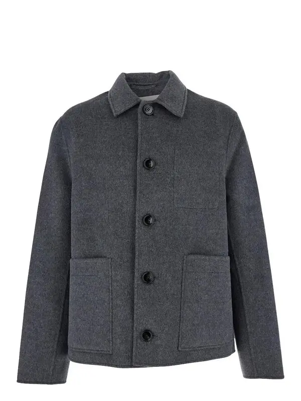 Ami Wool Jacket With Classic Lapels - Grey