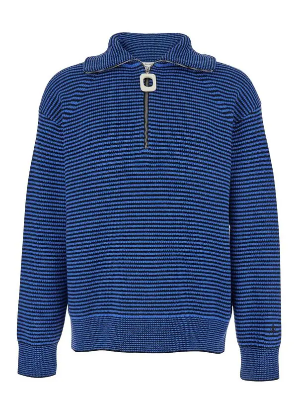 JW Anderson Cotton Piquet Sweater With Half-zip Closure - Blue